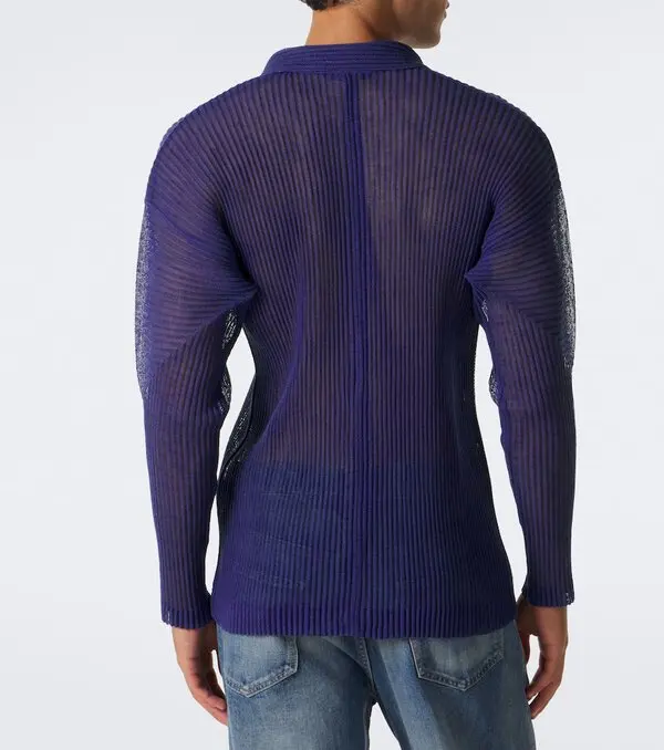 Issey Miyake Homme Plissé Rustic Mesh Pleated Shirt - Blue