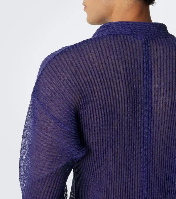 Issey Miyake Homme Plissé Rustic Mesh Pleated Shirt - Blue