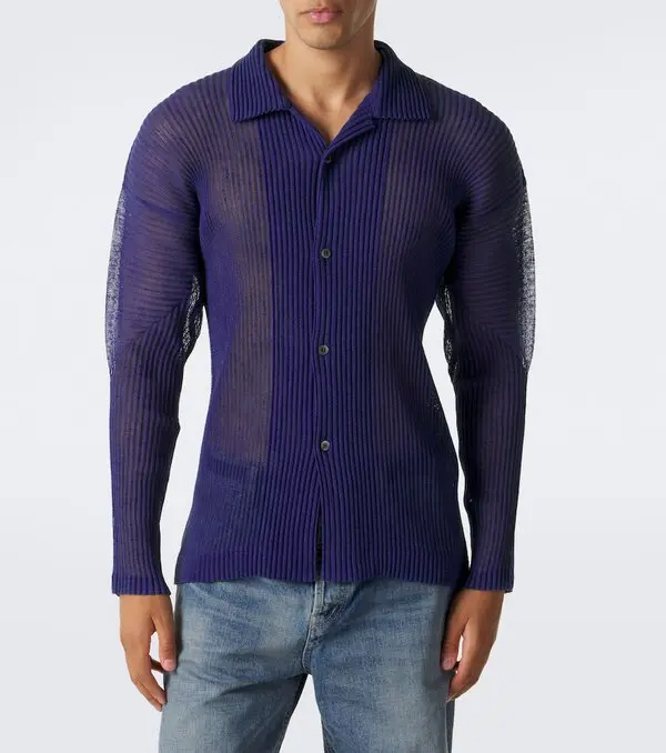 Issey Miyake Homme Plissé Rustic Mesh Pleated Shirt - Blue