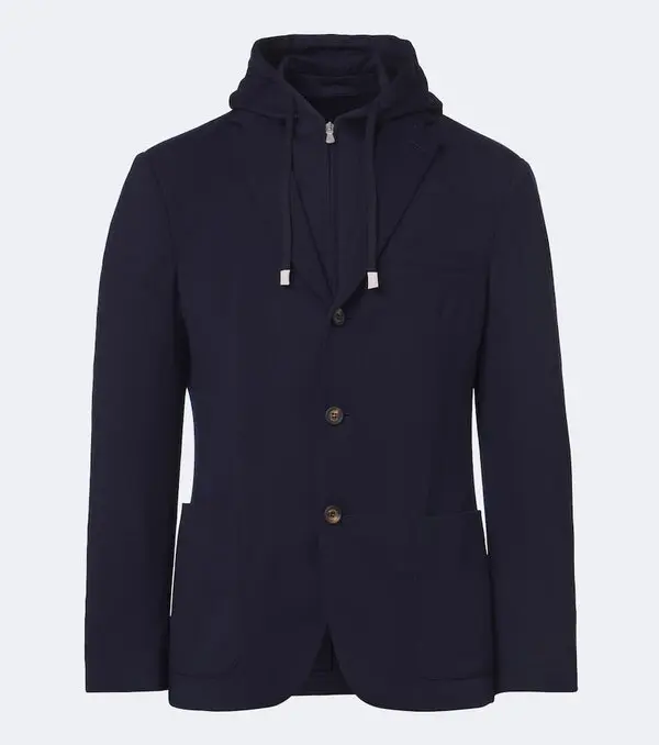 Eleventy Hooded Layered Wool Blazer