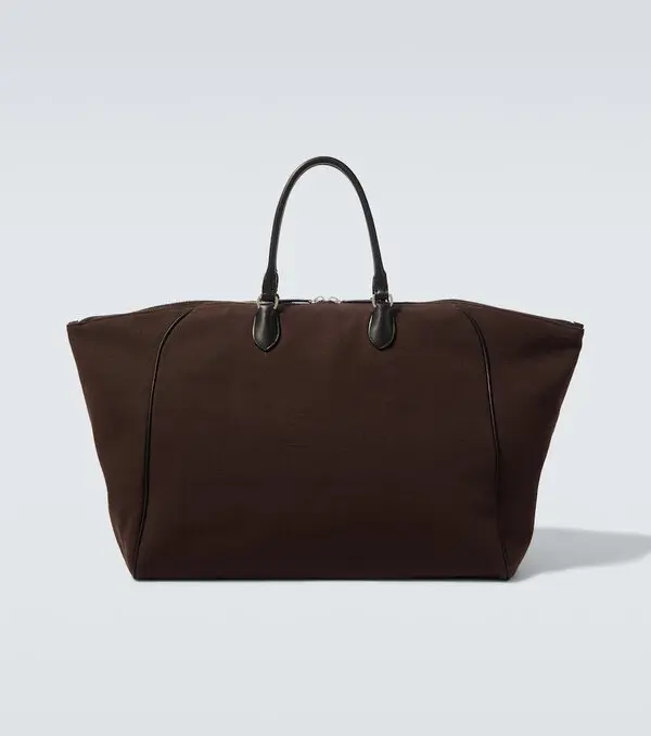 THE ROW Timo Leather-trimmed Canvas Tote Bag