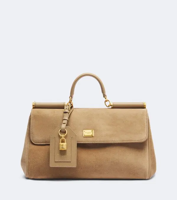 Dolce & Gabbana My Sicily Medium Suede Top-handle Bag - Beige