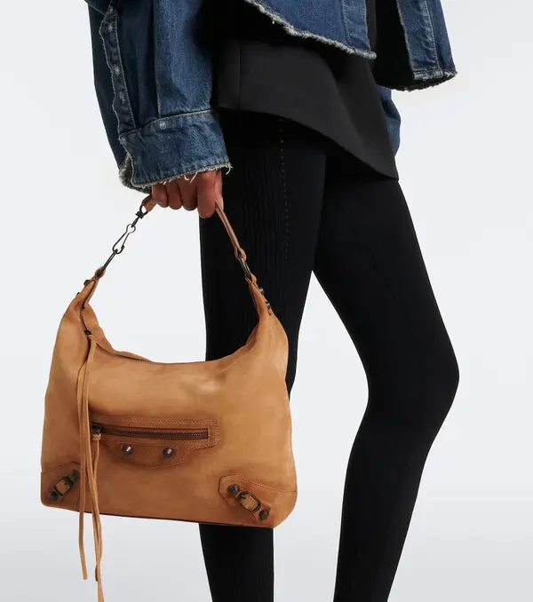 Balenciaga Le City Small Suede Shoulder Bag - Brown