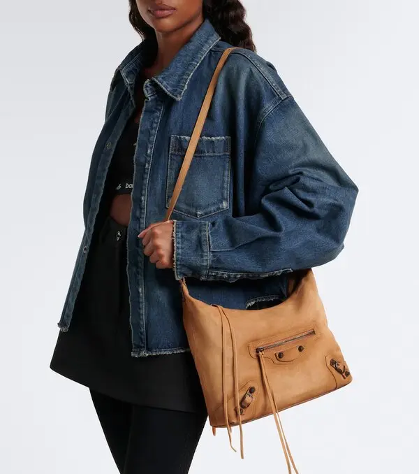 Balenciaga Le City Small Suede Shoulder Bag - Brown