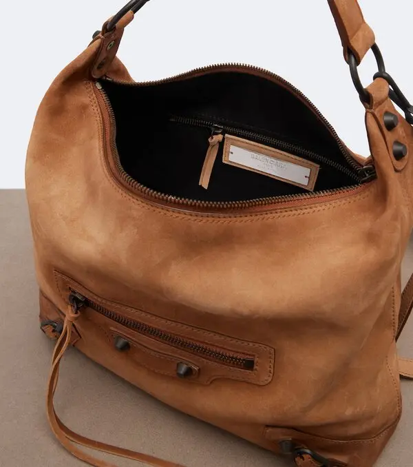 Balenciaga Le City Small Suede Shoulder Bag - Brown