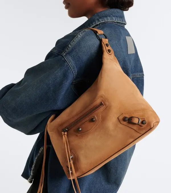 Balenciaga Le City Small Suede Shoulder Bag - Brown