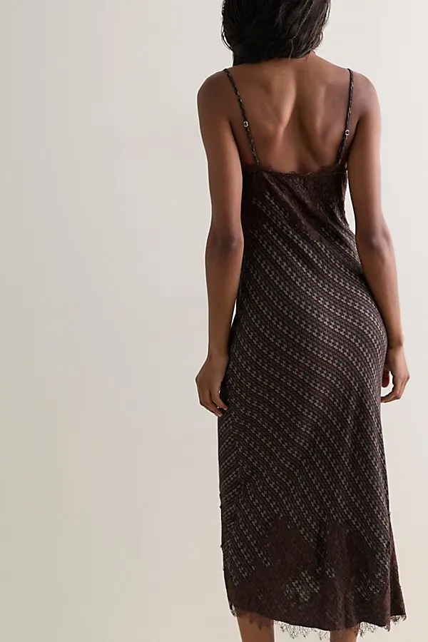 Free People Check Me Out Column Slip Dress - Shadow Combo