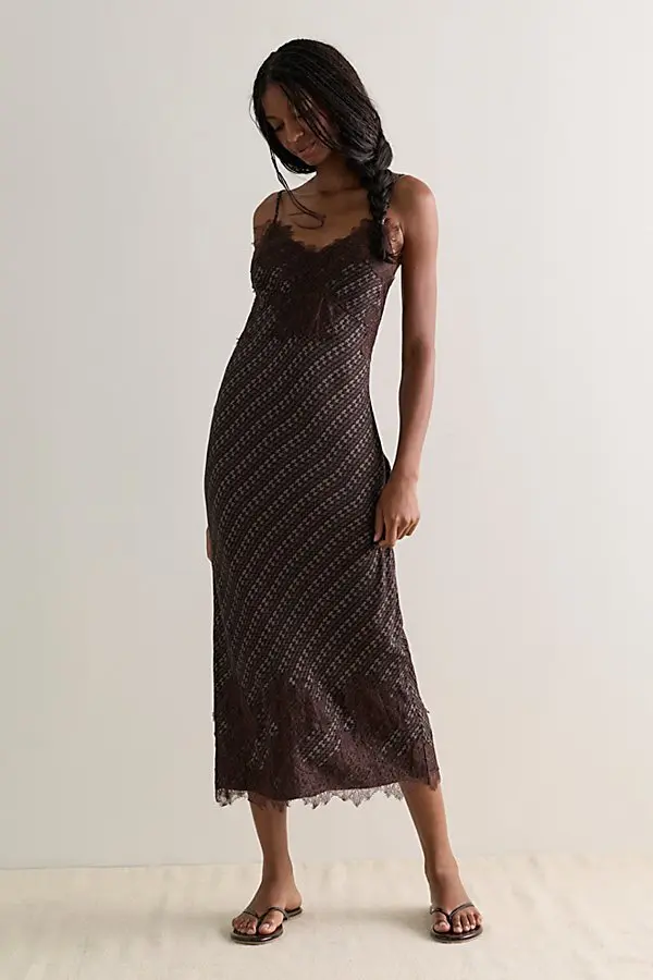 Free People Check Me Out Column Slip Dress - Shadow Combo