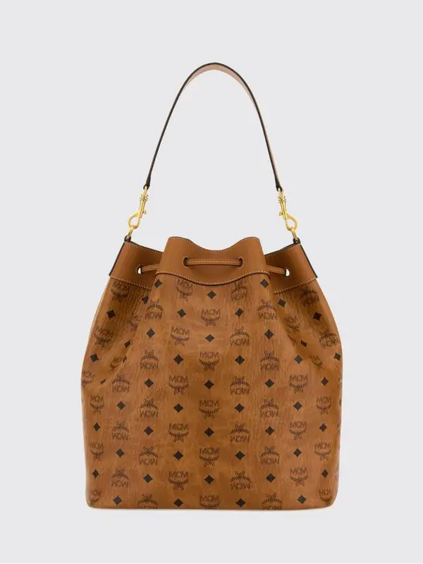 Mcm Dessau Bucket Bag In Coated Cotton With All-over Logo