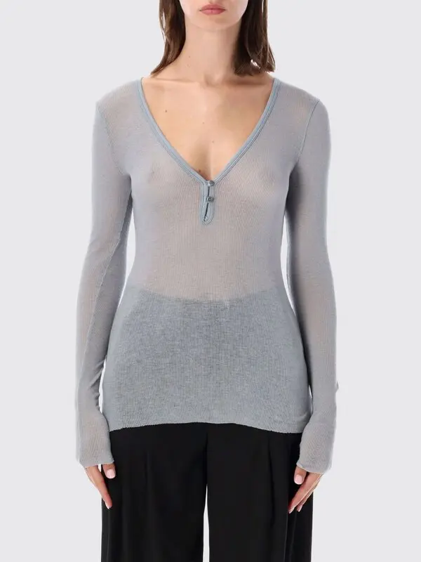 JAMES PERSE Slim Fit V-neck Cardigan In Cotton And Cashmere - Blue