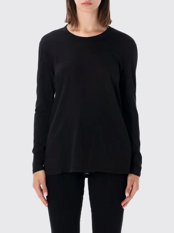 JAMES PERSE Long-sleeved Pure Cotton T-shirt With Crew Neck - Black