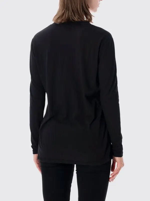 JAMES PERSE Long-sleeved Pure Cotton T-shirt With Crew Neck - Black