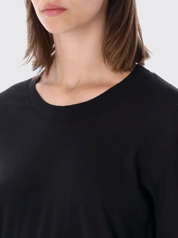 JAMES PERSE Long-sleeved Pure Cotton T-shirt With Crew Neck - Black