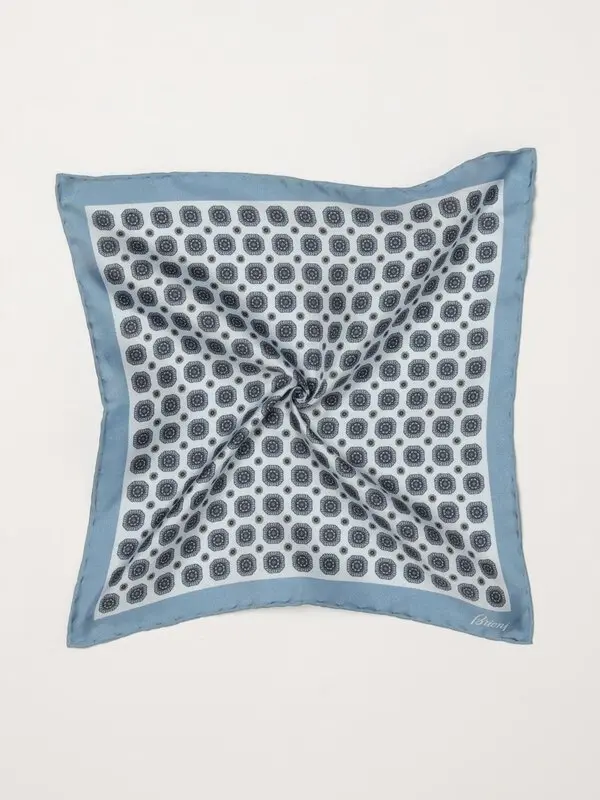 Brioni Geometric Print Square Silk Scarf With Contrast Logo