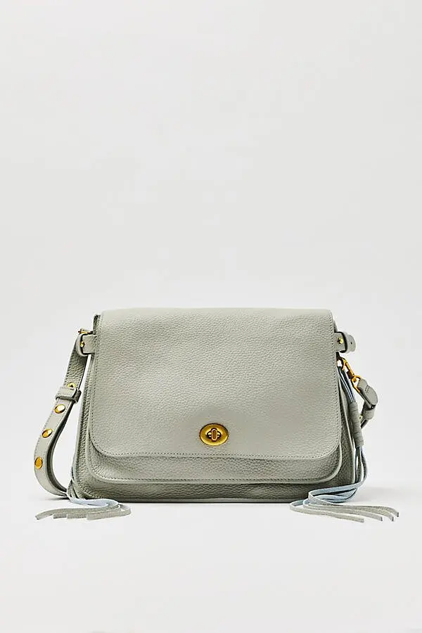 Anthropologie Porter Leather Crossbody Bag - Light Grey