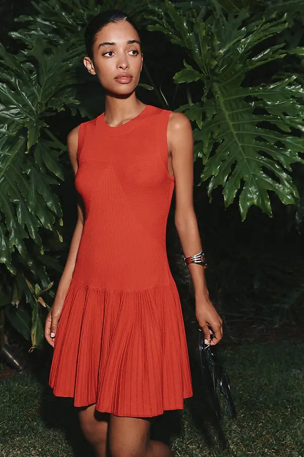 Anthropologie Drop-waist Mi Sweater Dress - Red