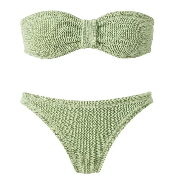 HEART AND SOUL Crinkle Bandeau Bikini Set - Green