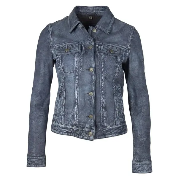 Mauritius Jessie Leather Denim Jacket - Blue