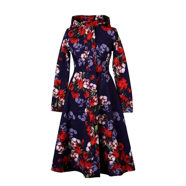 RAINSISTERS Blue & Red Designer Coat For Royal Blue