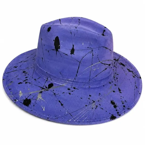 BELLA SOUL Abstract Paint Splatter Ombré Painted Hat - Purple