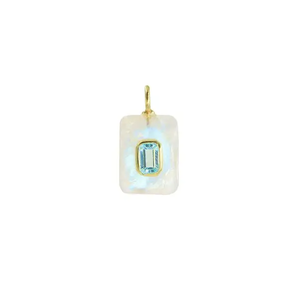 KAMARIA Moonstone Gemstone Pendant With Topaz Small Rectangle