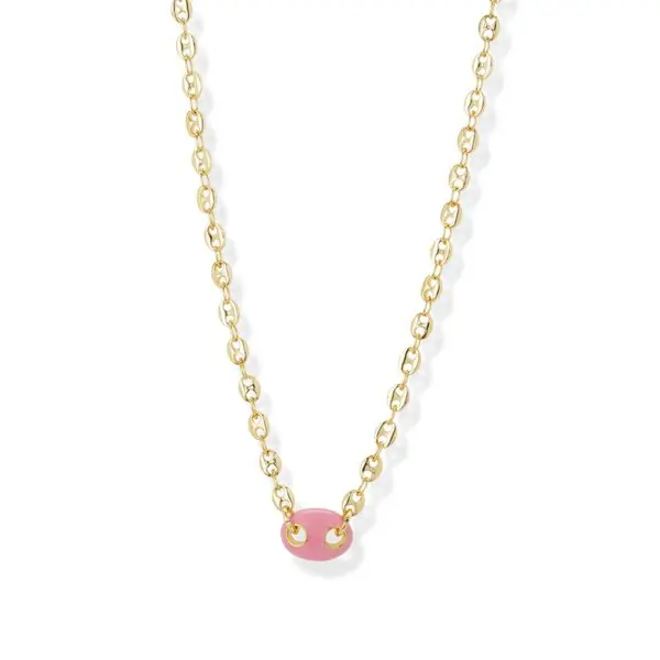 Argento Vivo The Pink Enamel Mariner Chain Necklace - Gold
