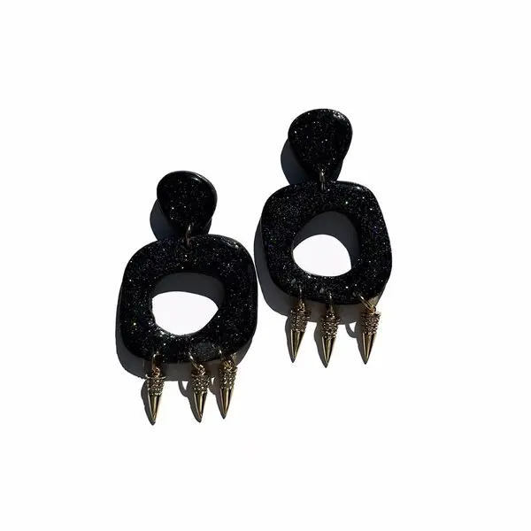 BABALOO JEWELRY Gold / Black Midnight Spike Dangle