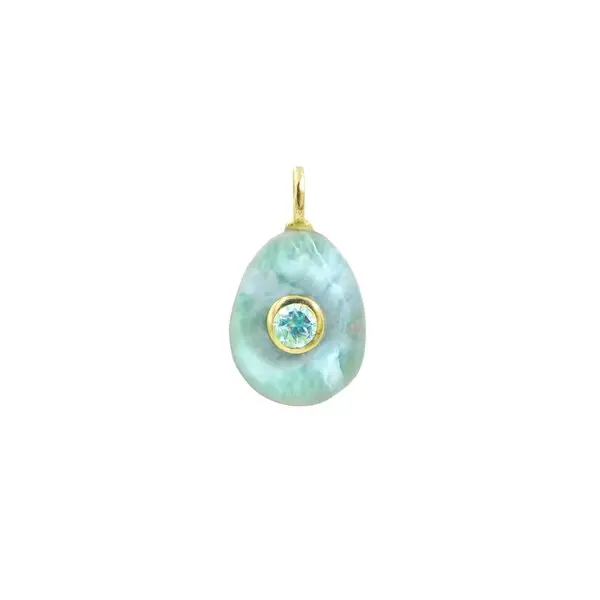 KAMARIA Larimar Gemstone Pendant With Topaz Small Pear