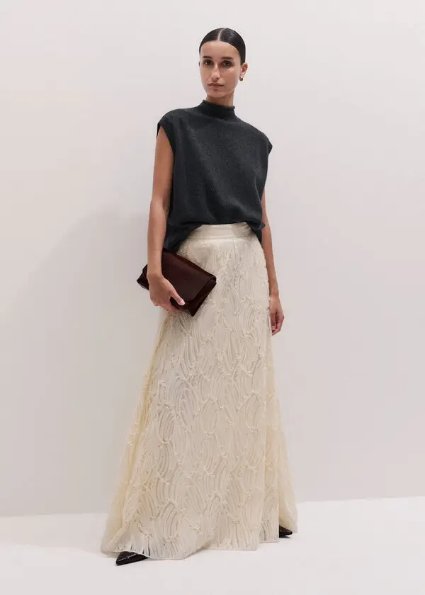 ME+EM Ribbon Tulle Fit And Flare Skirt