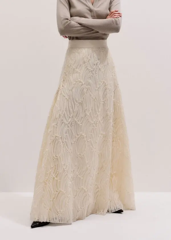ME+EM Ribbon Tulle Fit And Flare Skirt