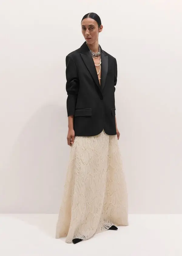 ME+EM Ribbon Tulle Fit And Flare Skirt - Cream