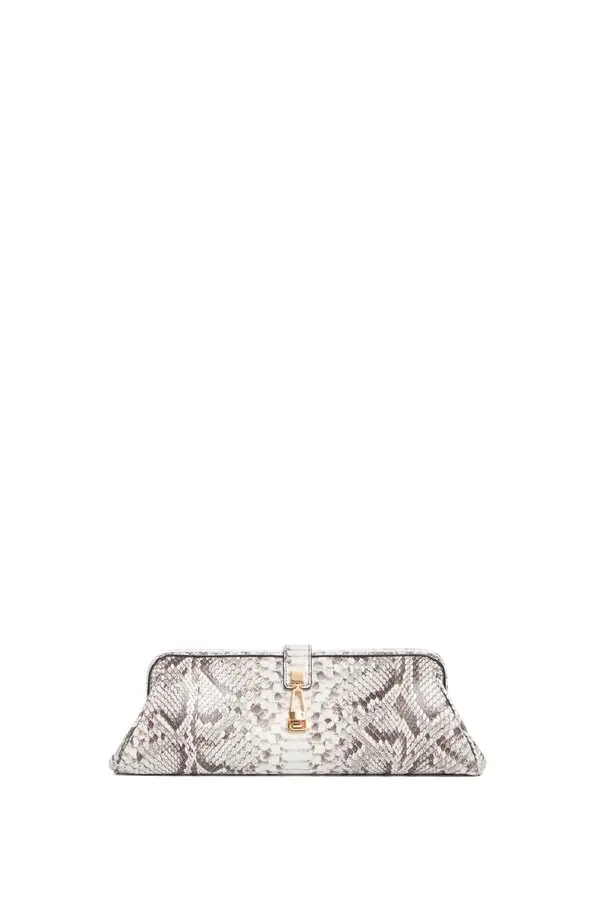 Gabriela Hearst Paola Clutch In Snakeskin - Black/ivory