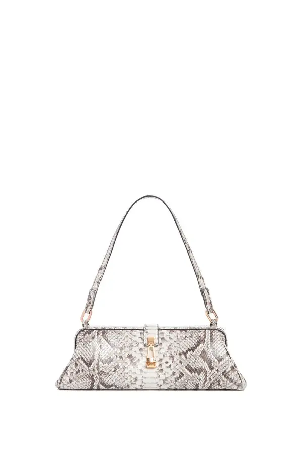 Gabriela Hearst Paola Clutch In Snakeskin - Black/ivory