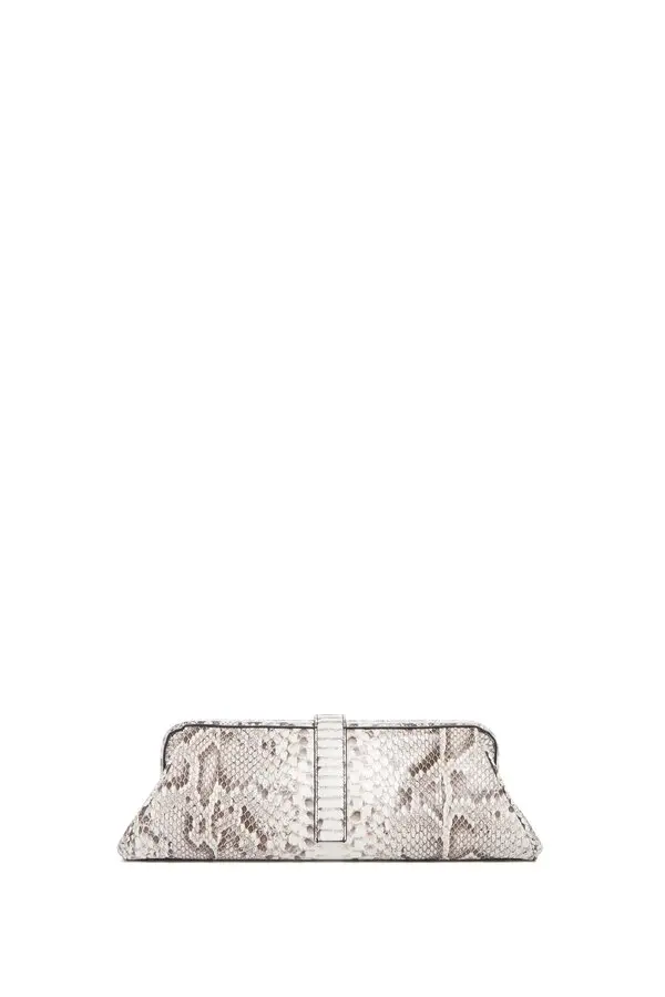 Gabriela Hearst Paola Clutch In Snakeskin - Black/ivory