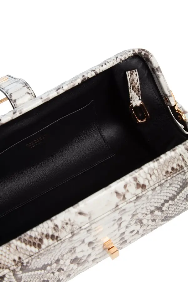Gabriela Hearst Paola Clutch In Snakeskin - Black/ivory
