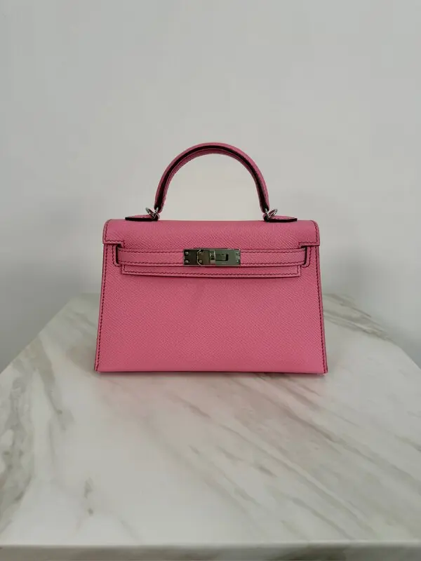 Hermès Mini Kelly Bubblegum Epsom Palladium Hardware - Pink