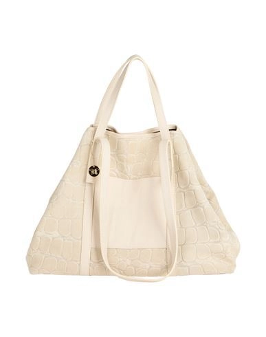 LAURA DI MAGGIO Crocodile-effect Suede Shopper Bag - Beige