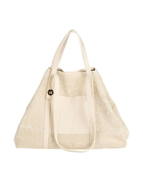LAURA DI MAGGIO Crocodile-effect Suede Shopper Bag - Beige