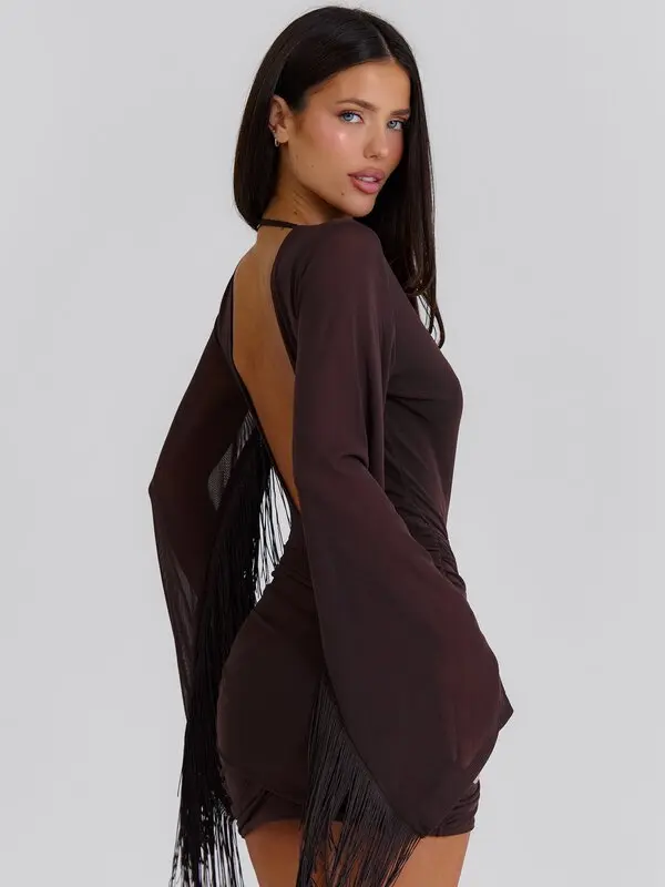 OUTCAST Allisson Mini Dress Chocolate - Brown