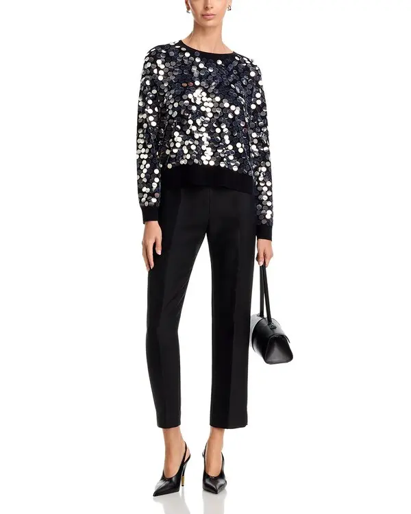 Bloomingdale'S Pailette Embellished Crewneck Sweater - Black