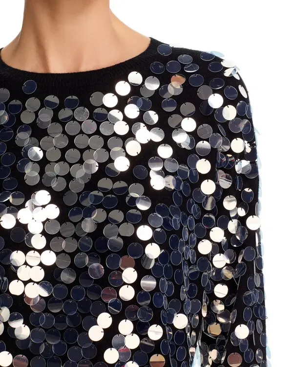 Bloomingdale'S Pailette Embellished Crewneck Sweater - Black