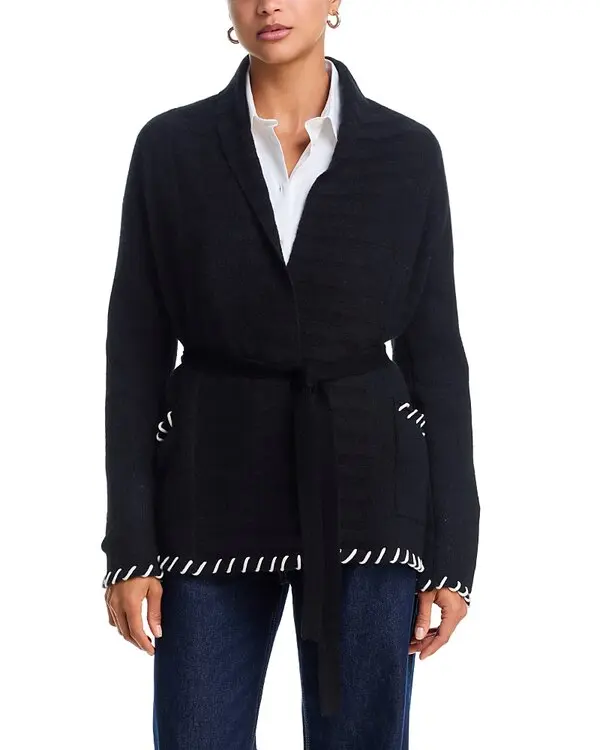 Bloomingdale'S Whipstitch Belted Cardigan Sweater