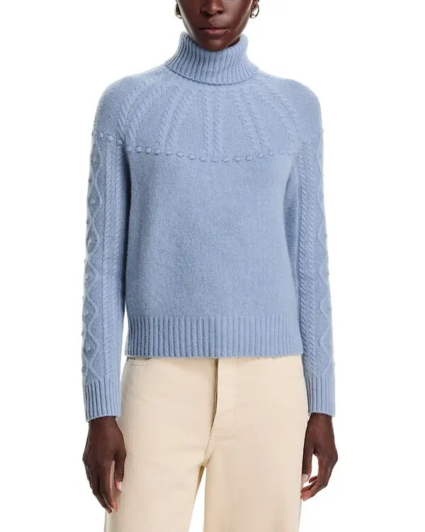 Bloomingdale'S Cable Turtleneck Cashmere Sweater Exclusive - Dolphin