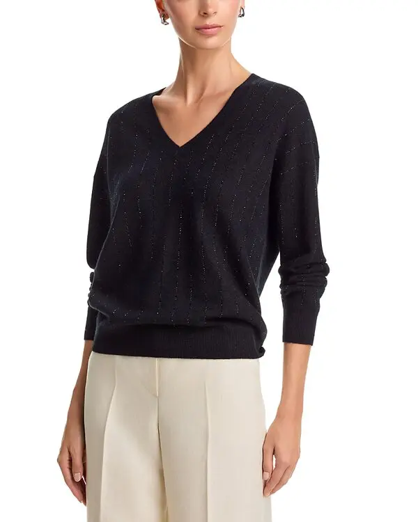 Bloomingdale'S Rhinestone V Neck Cashmere Sweater, Exclusive