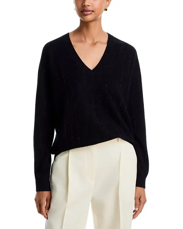 Bloomingdale'S Rhinestone V-neck Sweater - Black