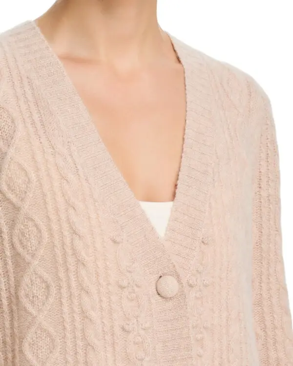 Bloomingdale'S High Low V-neck Allover Pom Cardigan - Heather Oatmeal