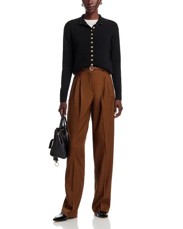 Bloomingdale'S 100% Cashmere Mock Neck Cardigan - Black