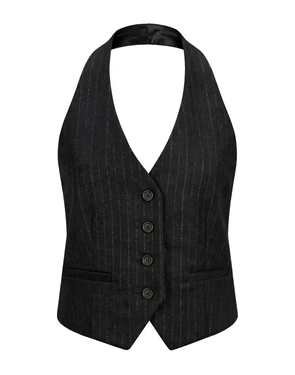 DEPARTMENT 5 Tailored Vest Charcoal Size Wool, Polyester, Viscose, Elastane