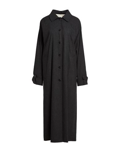 ALYSI Crème Overcoat & Trench Coat Charcoal Size Viscose, Polyester, Wool, Elastane