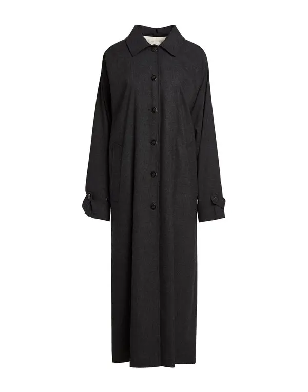 ALYSI Crème Overcoat & Trench Coat Charcoal Size Viscose, Polyester, Wool, Elastane